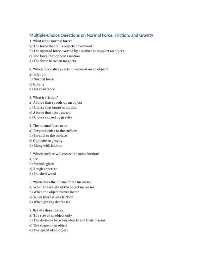 Force_Diagram_MCQ | PDF