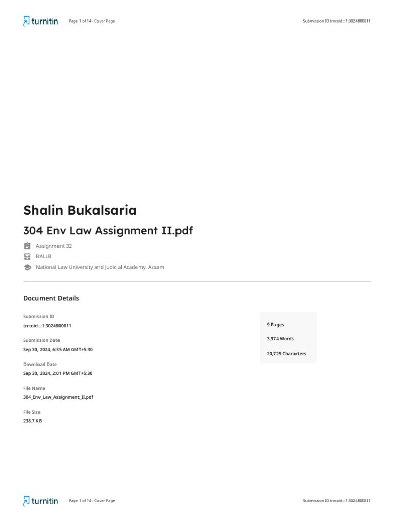 304 Env Law Assignment II | PDF | Oil Spill | Water Pollution