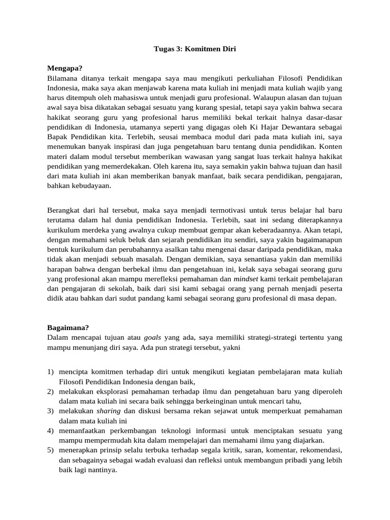 Tugas 3 - Komitmen Diri | PDF