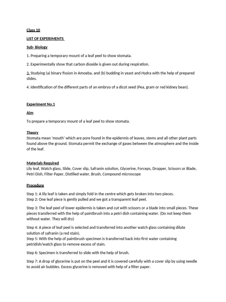 10 Bio Practicals | PDF | Cellular Respiration | Embryo