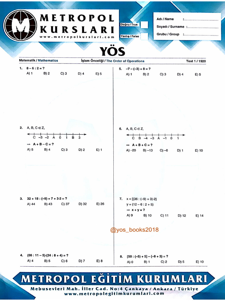 Yaprak Matematik Metropol 2020 | PDF