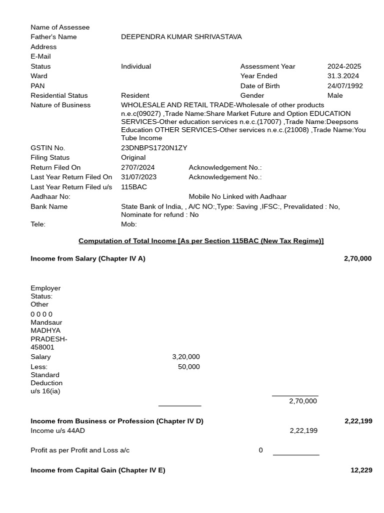 computation format | PDF | Tax Refund | Revenue