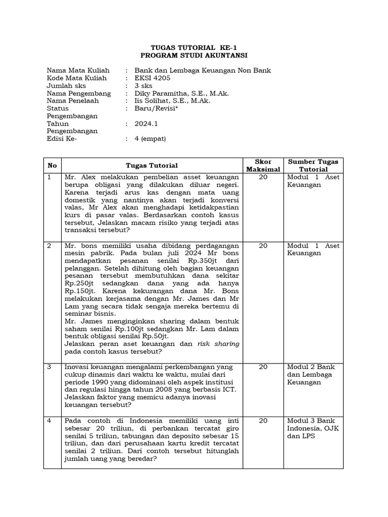 TT1 Bank Dan Lembaga Non Bank | PDF