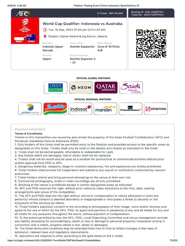 01 Tiket Idn vs Aus Upper 37.PDF | PDF