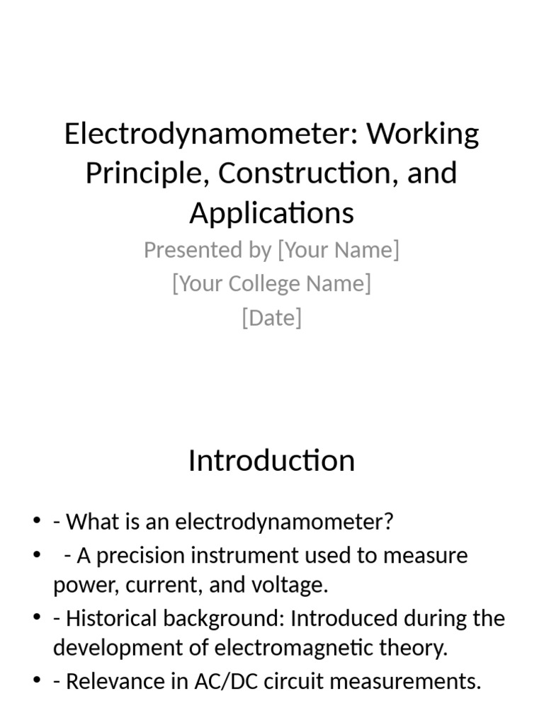 Electrodynamometer Presentation | PDF | Electric Power | Manufactured Goods