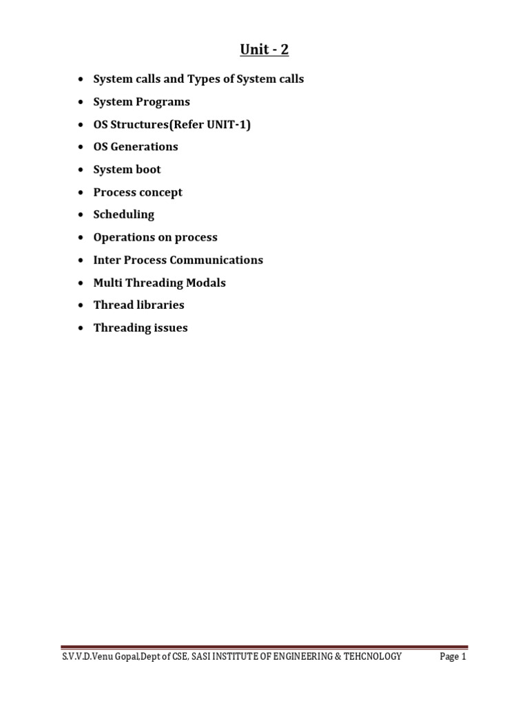 OS-Unit-2sasipdf | PDF | Thread (Computing) | Booting