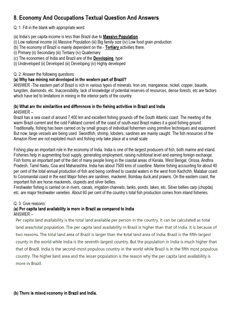 10 GEOGRAPHY CH 8 TEXTUAL Q - ANS. (1) (1) | PDF | Mining | Developing ...