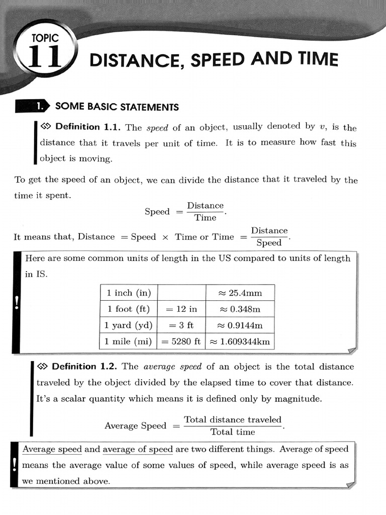 Topic 11 - Distance - Speed - Time | PDF