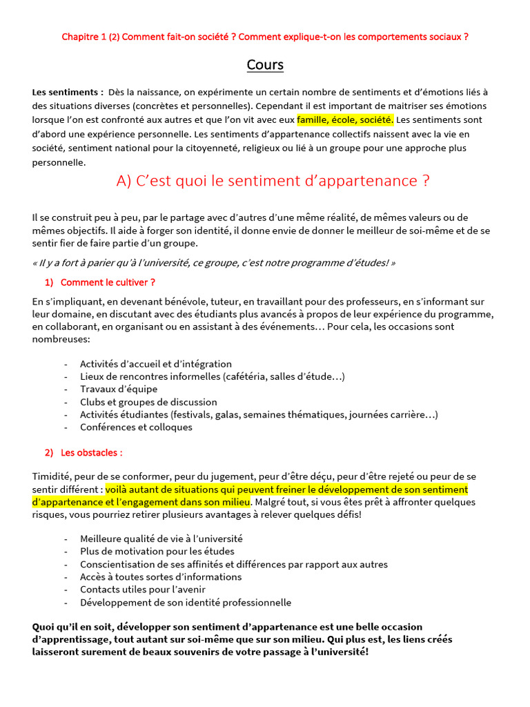 Cultiver le Sentiment d'Appartenance | PDF | Nation | Communauté