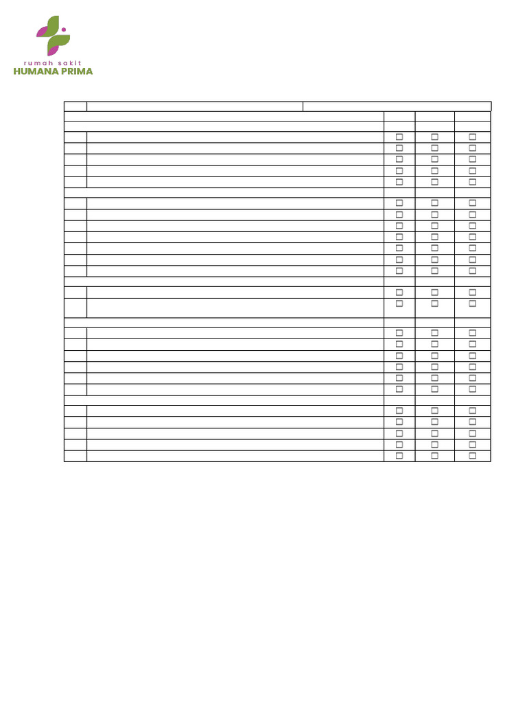 Checklist Kebersihan RS Humana Prima | PDF