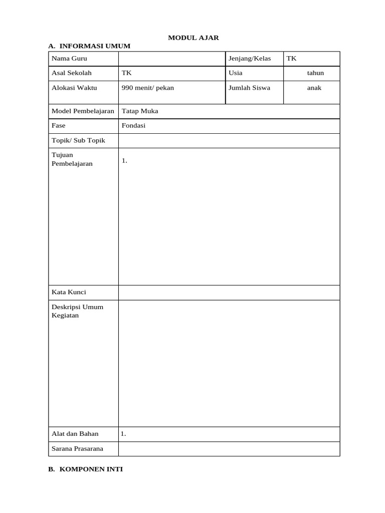 Template Modul Ajar | PDF