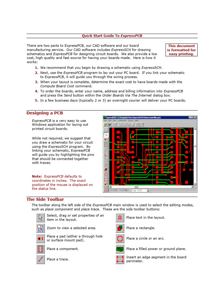 ExpressPCB 7 1 Quick Start | PDF | Printed Circuit Board | Button (Computing)