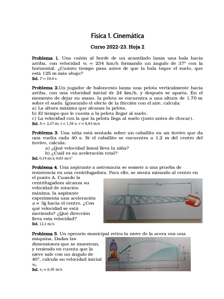 UNIDAD 2 - Problemas Cinemática | PDF