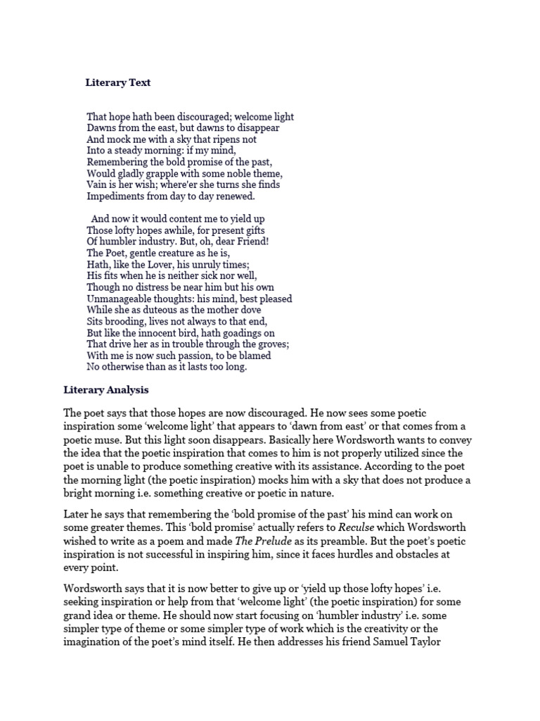 Literary and nonliterary text | PDF | William Wordsworth | Poetry