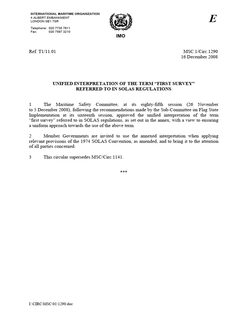 MSC 1-Circ 1290 | PDF