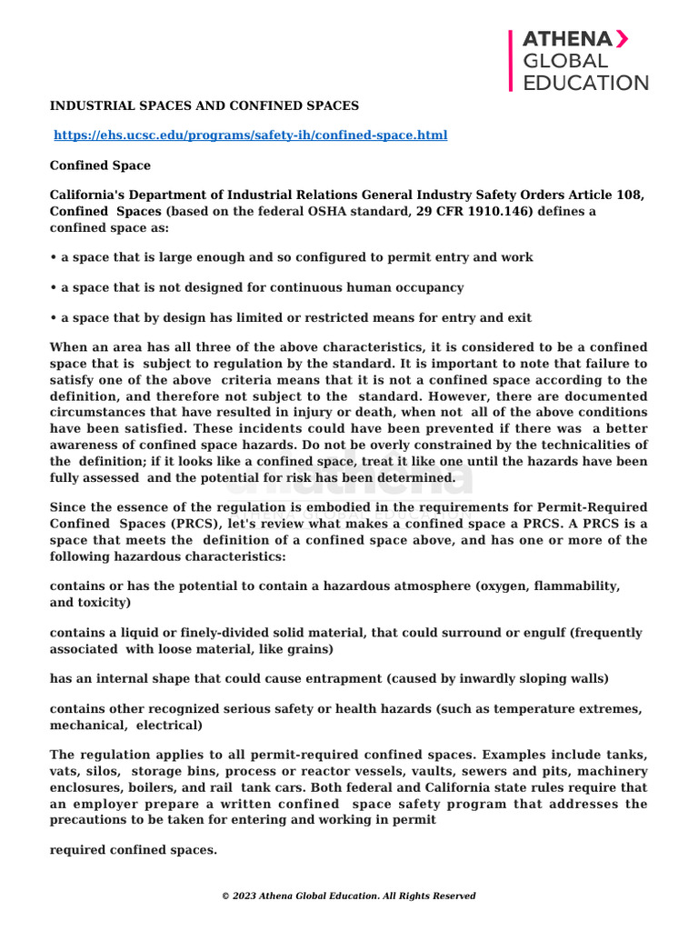 Industrial Spaces and Confined Spaces | PDF | Labor Relations | Workplace