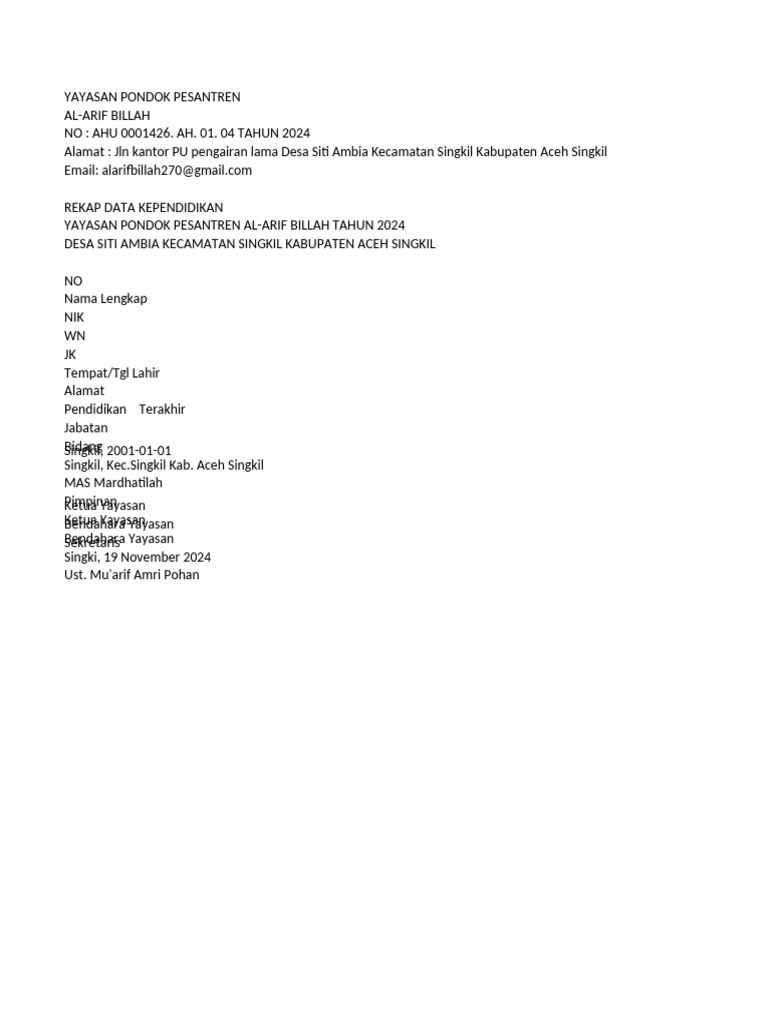 Rekap Data Guru | PDF