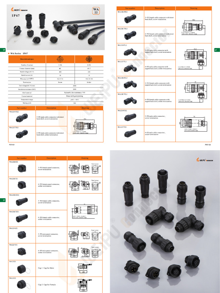 WA22 Series WEIPU Connector | PDF