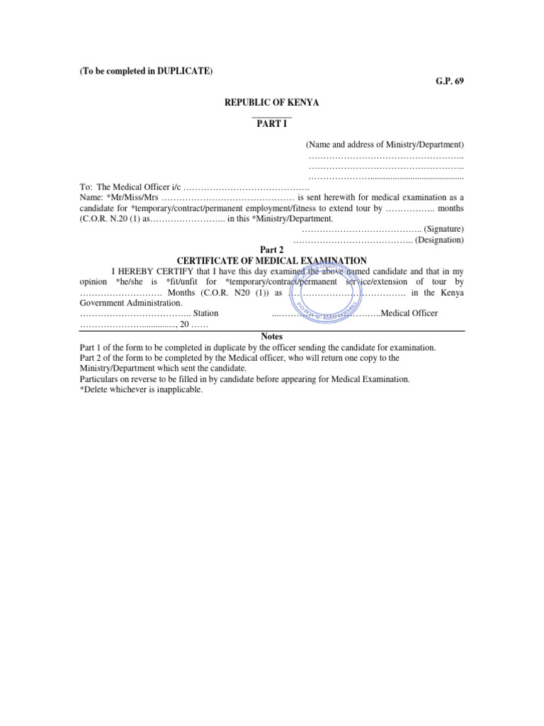 GP 69 Medical Form | PDF | Public Services | Medicine