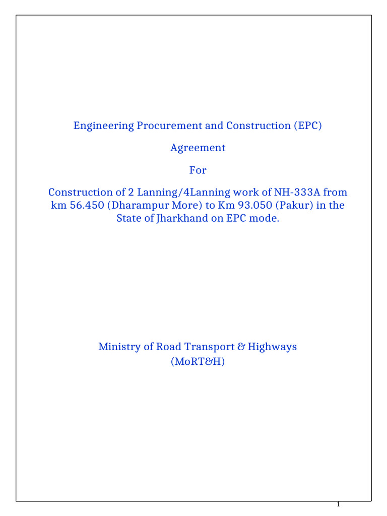 EPC DOC of nh-333a dharampur pakur road | PDF | Indemnity | Breach Of Contract