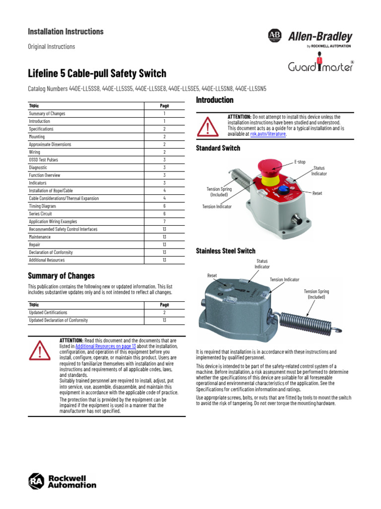 Lifeline 5 Safety Switch Installation Guide | PDF | Manufactured Goods ...