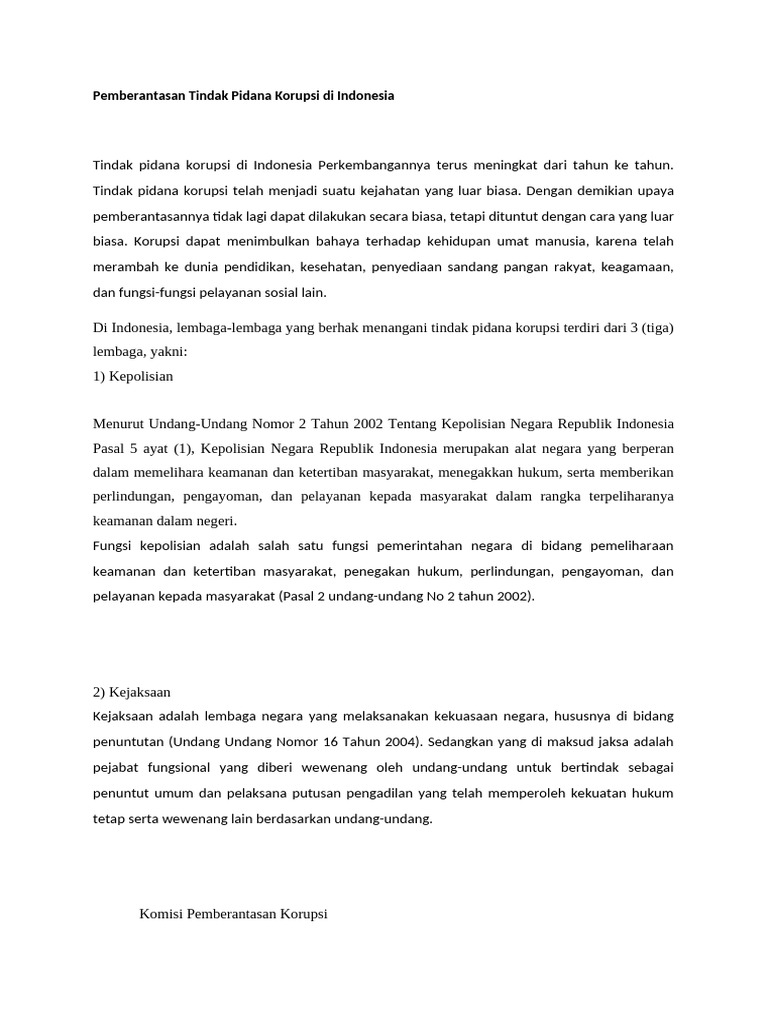 Tinjauan Konstruksi Kebijakan Non Penal Dalam Upaya Penanggulangan Tindak Pidana Korupsi | PDF