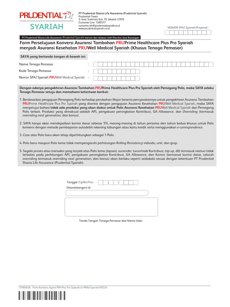 Form Konversi Agent PPH Plus Pro Syariah To PWM Syariah PDF | PDF