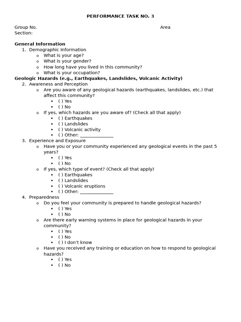 PERFORMANCE TASK NO3 Els | PDF | Emergency Management | Hazards