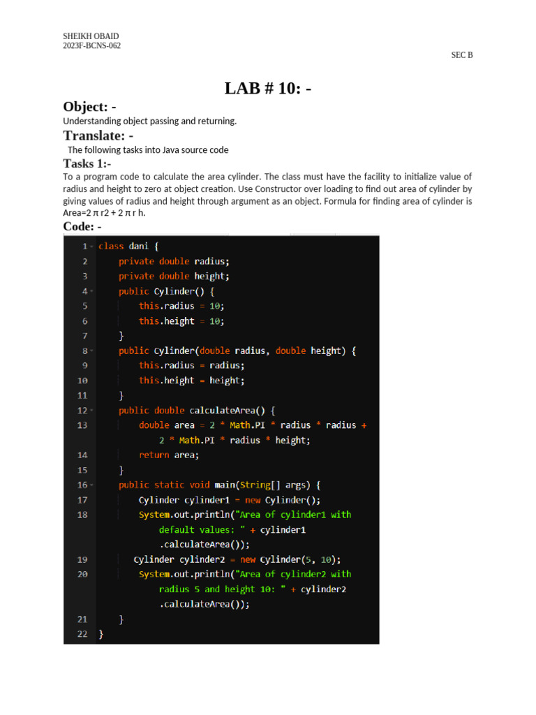 Daniyal Oop Lab 10 | PDF