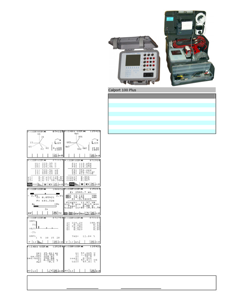 Calport100Plus Data Sheet | PDF | Transformer | Equipment