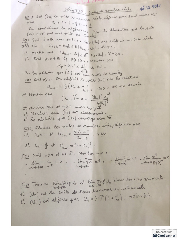 Série TD3 Analyse 1 | PDF