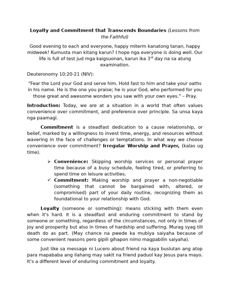 The Anchors of Loyalty and Commitment | PDF | Ruth (Biblical Figure ...