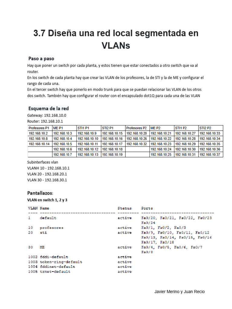 3.7 Diseña Una Red Local Segmentada en VLANs | PDF