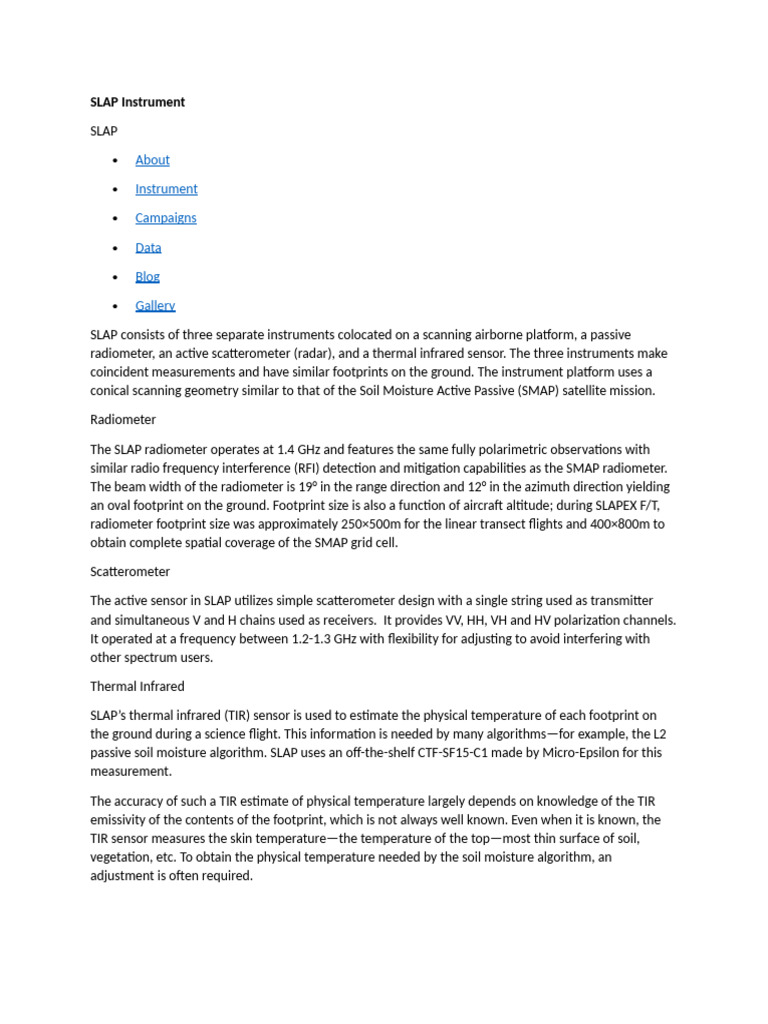 SLAP Instrument | PDF