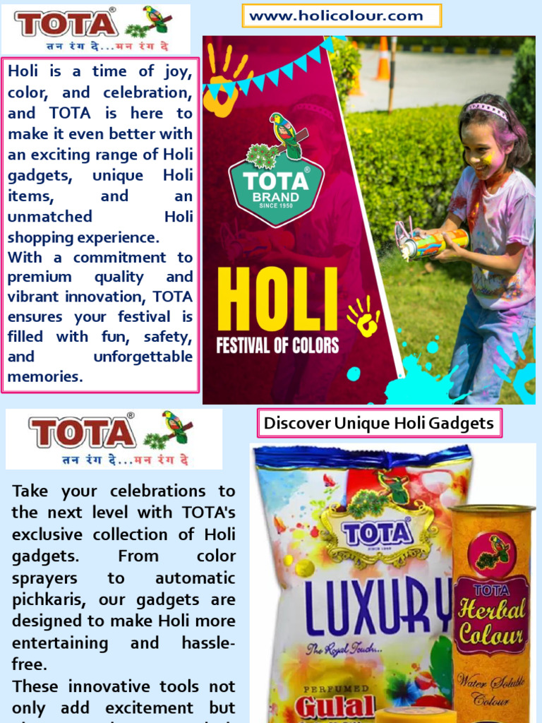 Celebrate Holi With TOTA - Your Destination for Holi Gadgets, Holi ...