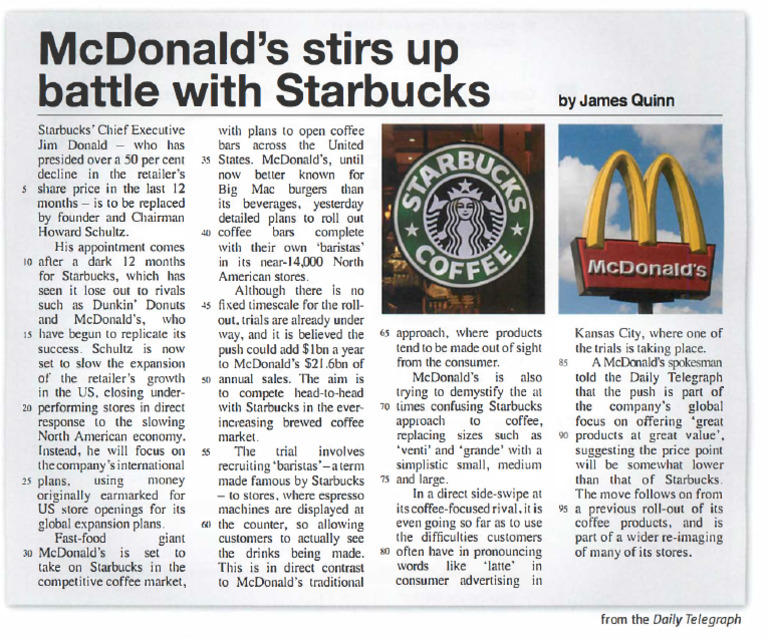 Mcdonalds Starbucks | PDF
