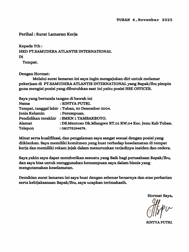 Sintya Putri-surat Lamaran Kerja 20241106 092305 0000 | PDF