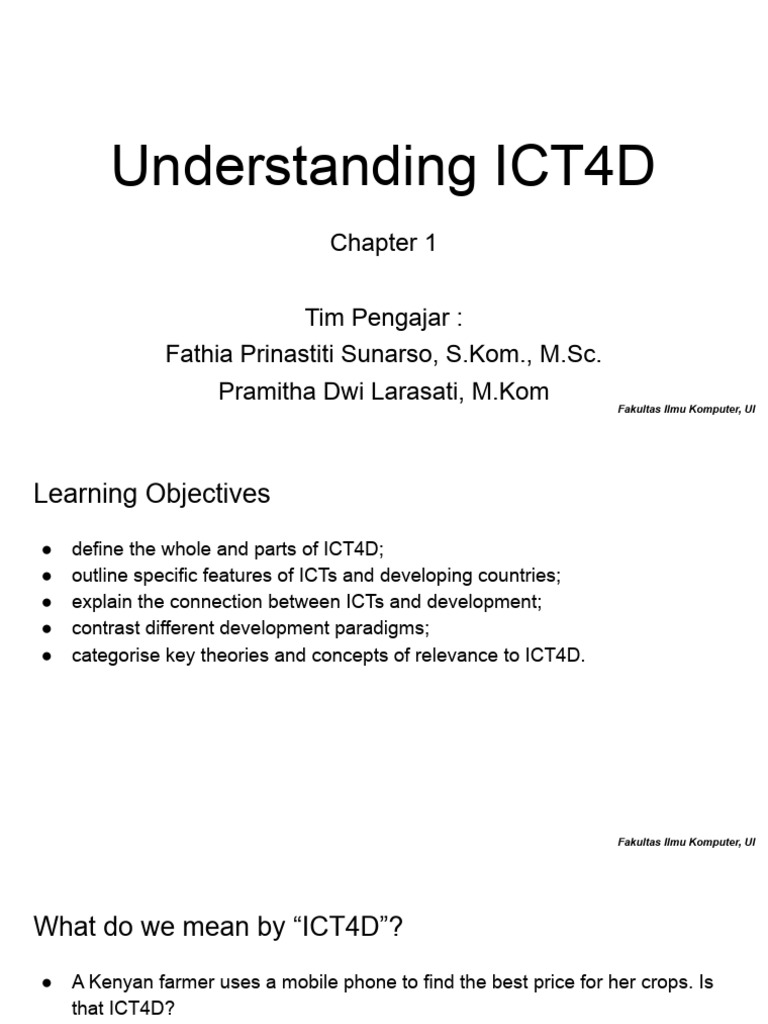 CH 1 ICT4D - Understanding ICT4D | PDF | Information And Communications Technology | Information