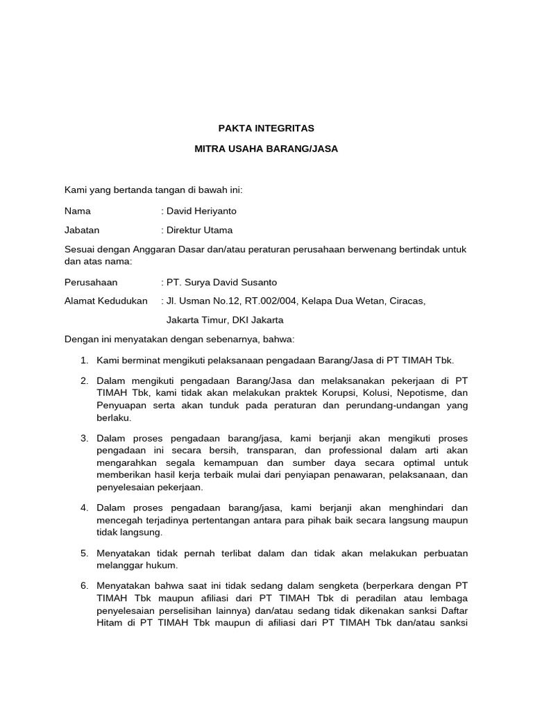 Contoh Pengajuan | PDF