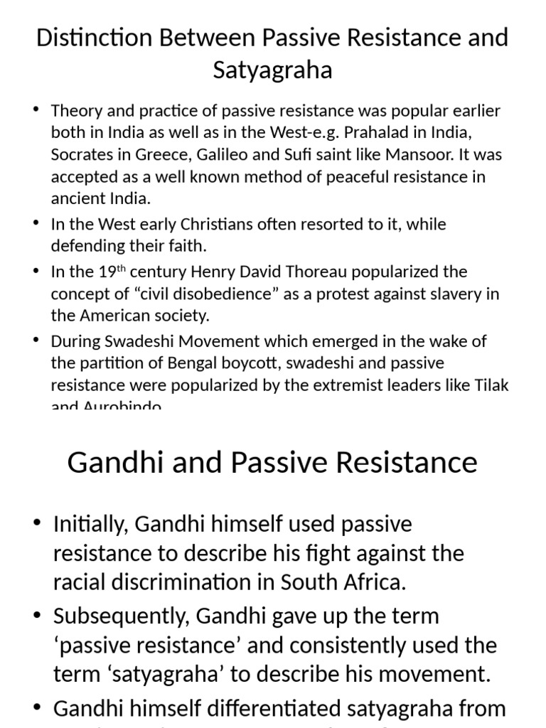 Satyagraha vs. Passive Resistance | PDF | Mahatma Gandhi