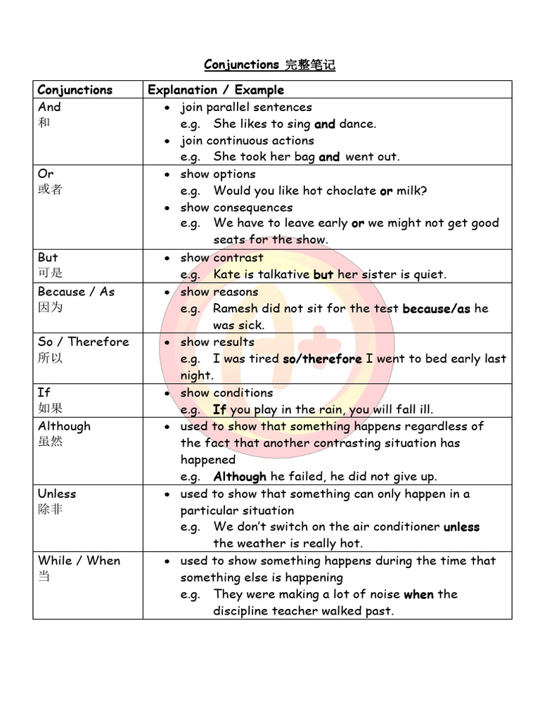 【完整】 Conjunctions 笔记 | PDF