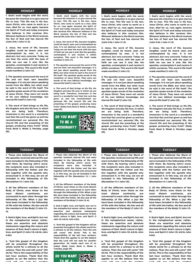 Days - Weekly Pamphlet Daily Immersion - Message 03 PDF | PDF | Logos ...