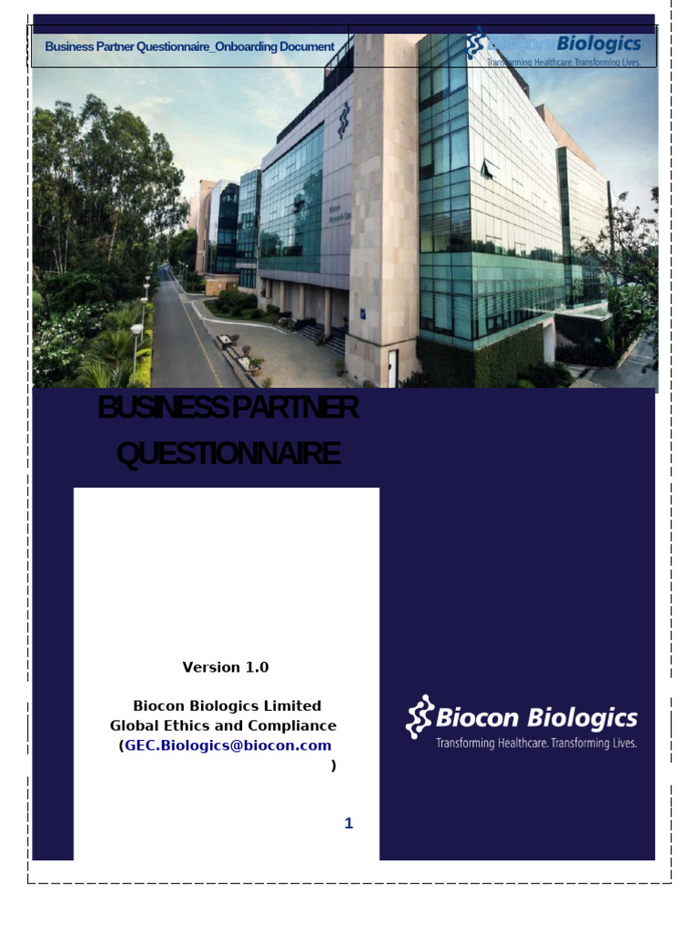 Business Partner Questionnaire - Final - Ver 1.0 | PDF | Justice ...