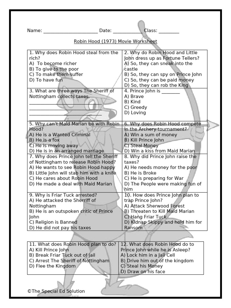 Robin Hood's Fortune Teller Scheme | PDF | Robin Hood | English ...