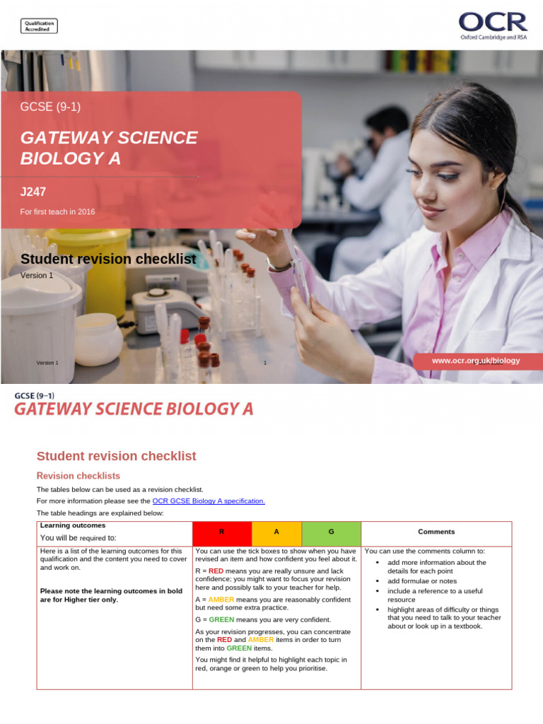 GCSE Biology A Revision Checklist | PDF | Genetics | Dominance (Genetics)