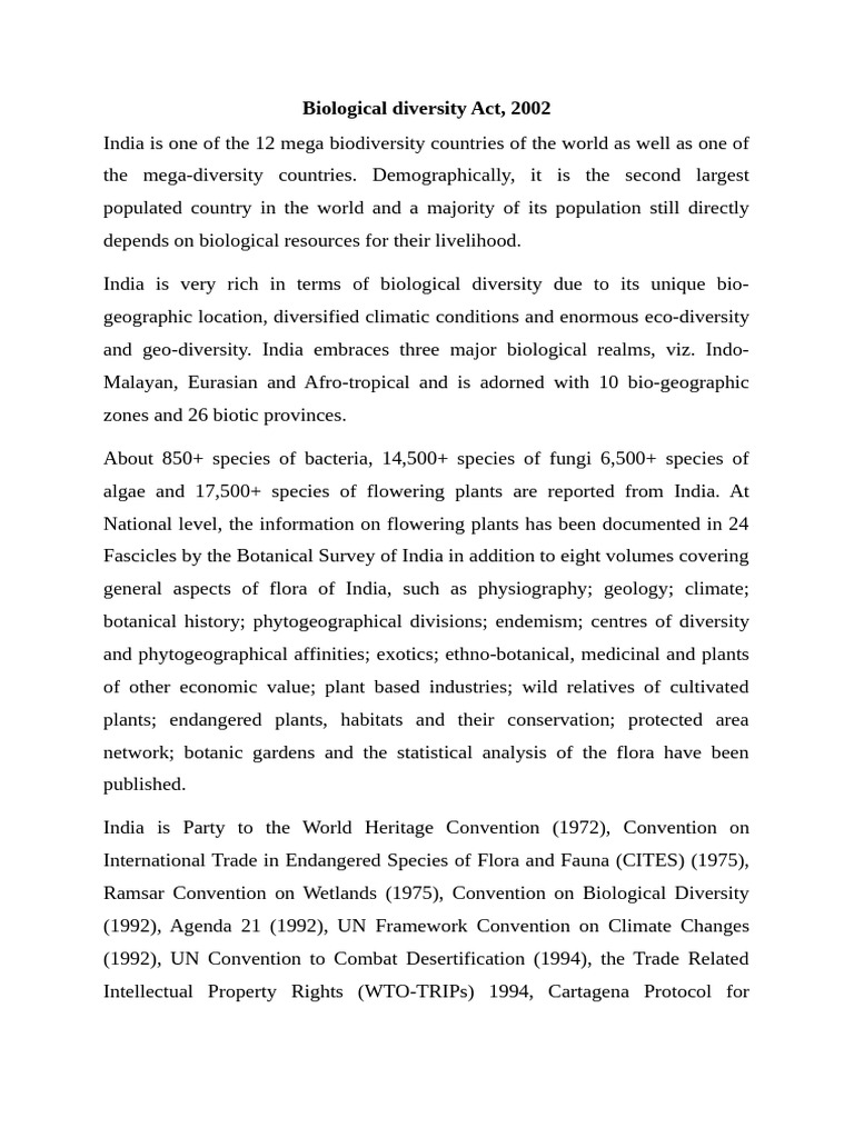 Biological Diversity Act | PDF | Conservation Biology | Biodiversity