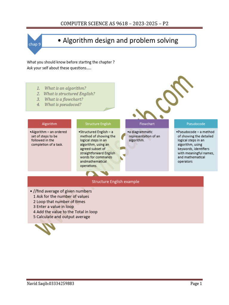 9618 Paper 2 Notes | PDF | Data Type | Algorithms