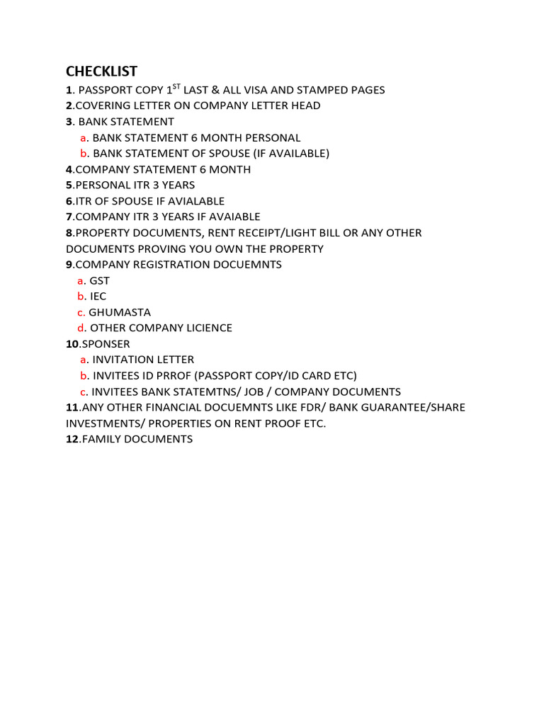 Documents Checklist | PDF