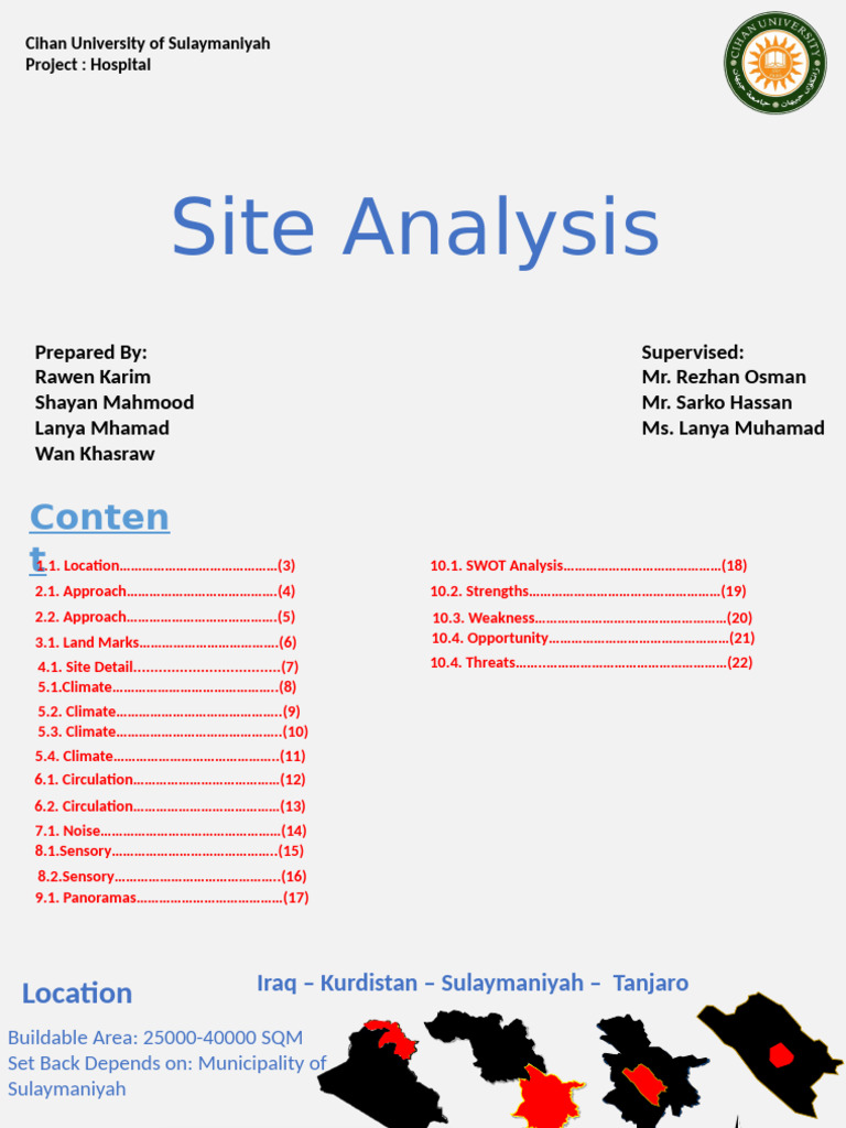 Site Analysis for Sulaymaniyah Hospital Project | PDF | Sunset | Climate
