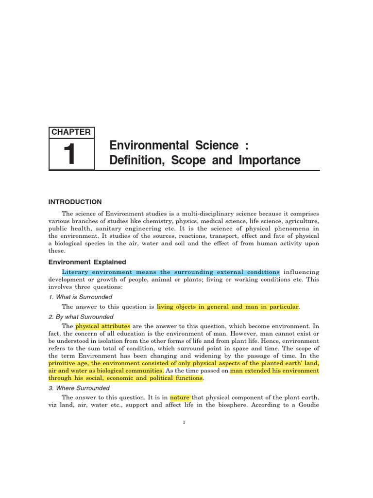 Environmental Science: Scope & Importance | PDF | Natural Environment ...